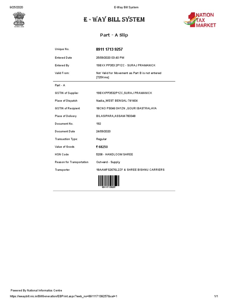 E-Way Bill System PDF | PDF