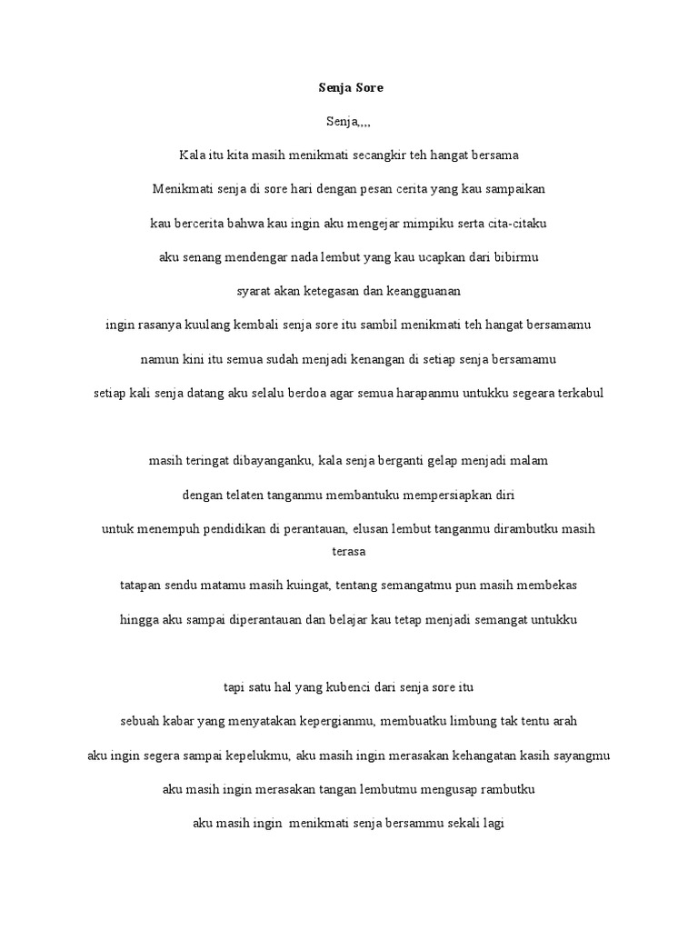 Senja Sore Lomba Puisi | PDF