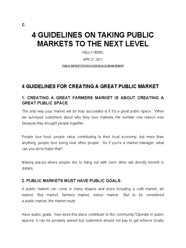 C. 4 Guidelines For Creating A Great Public Market | PDF | Foods | Retail