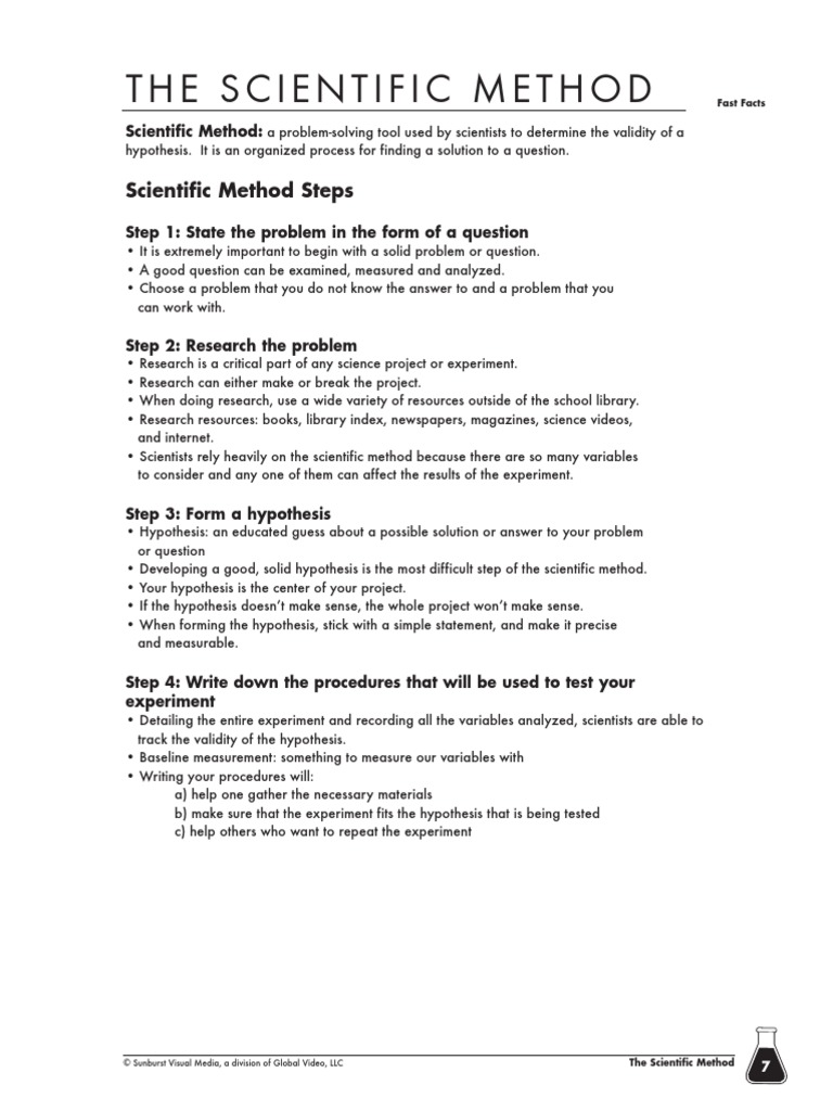 Scientific Method Steps Handout SM | PDF | Experiment | Scientific Method