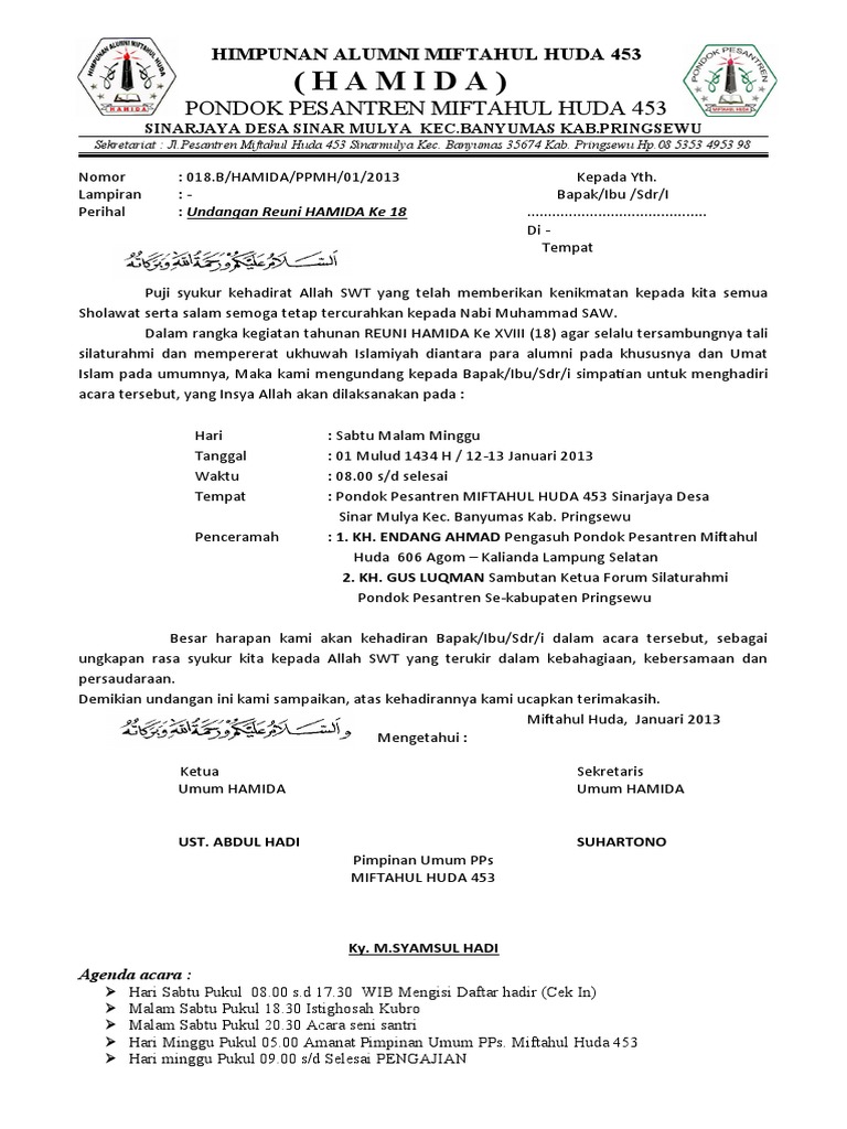 Undangan Reuni Hamida Ke 18 | PDF