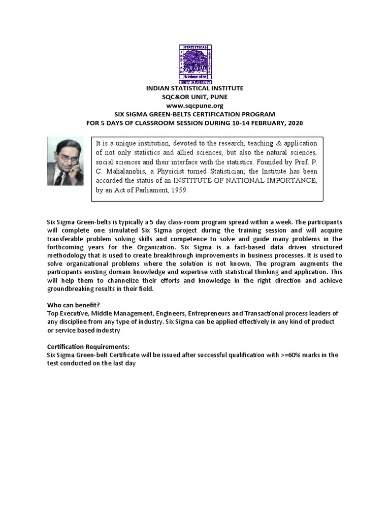 SSGB Brochure | PDF | Six Sigma | Statistics