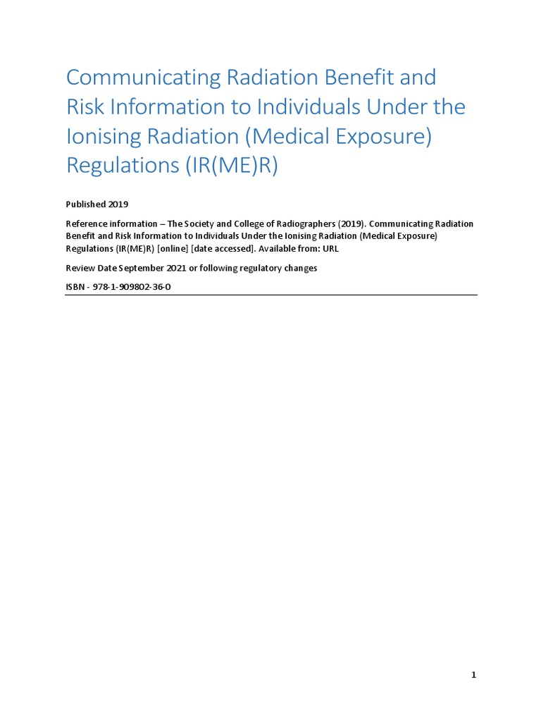 Communicating Benefit and Risk To Patients Under Irmer | PDF ...