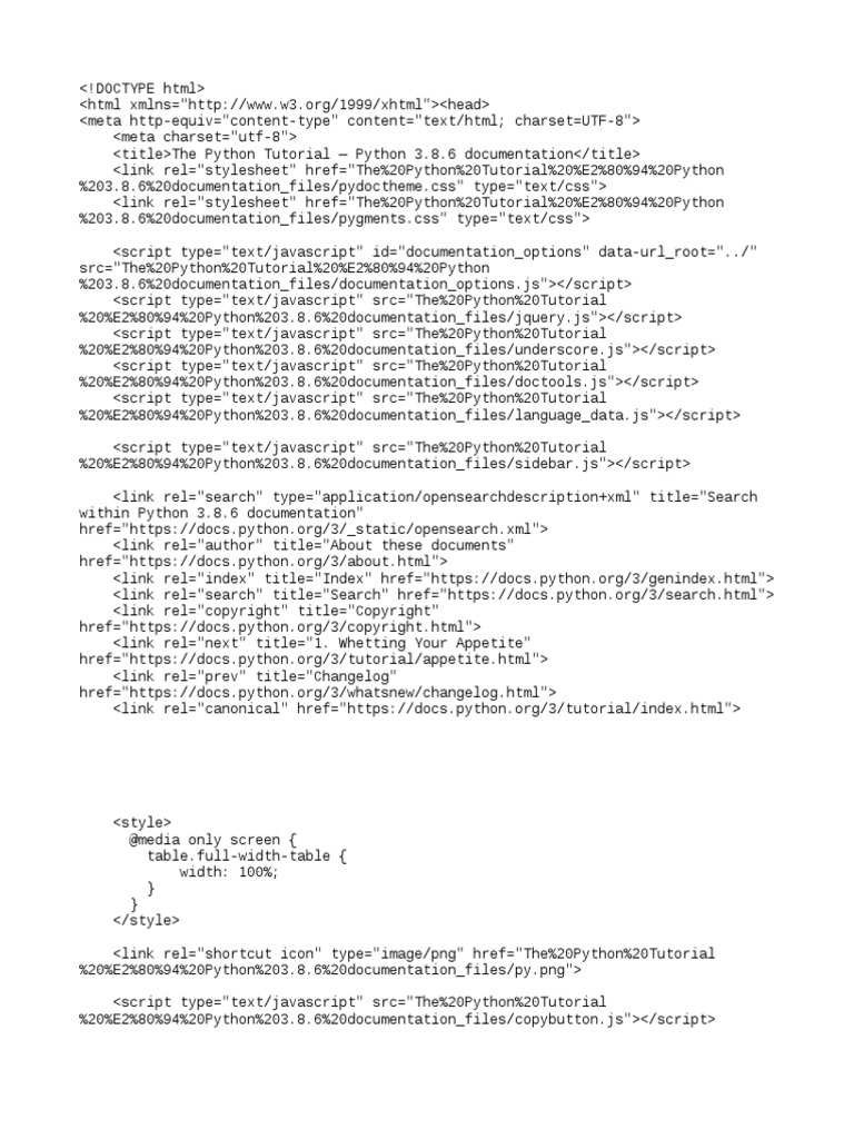 The Python Tutorial - Python 3.8.6 Documentation | PDF | Python (Programming Language ...
