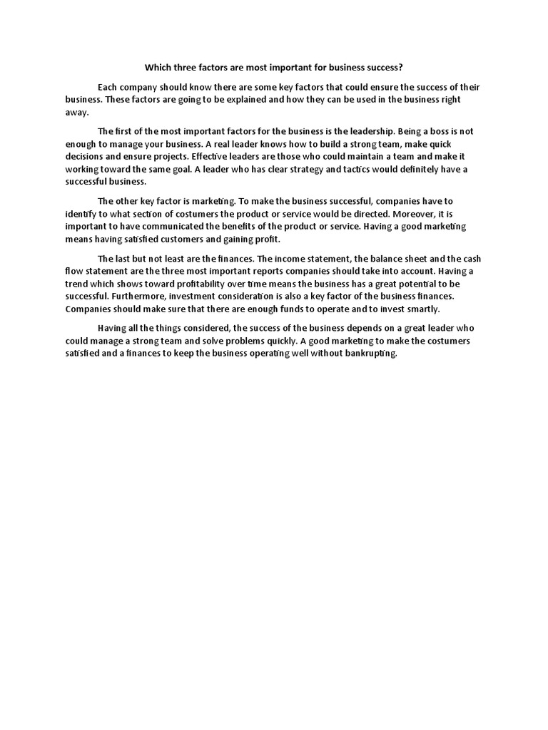 Which Three Factors Are Most Important For Business Success | PDF