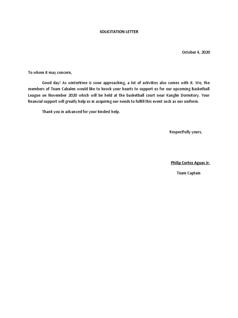 Basketball League Sponsorship Request | PDF