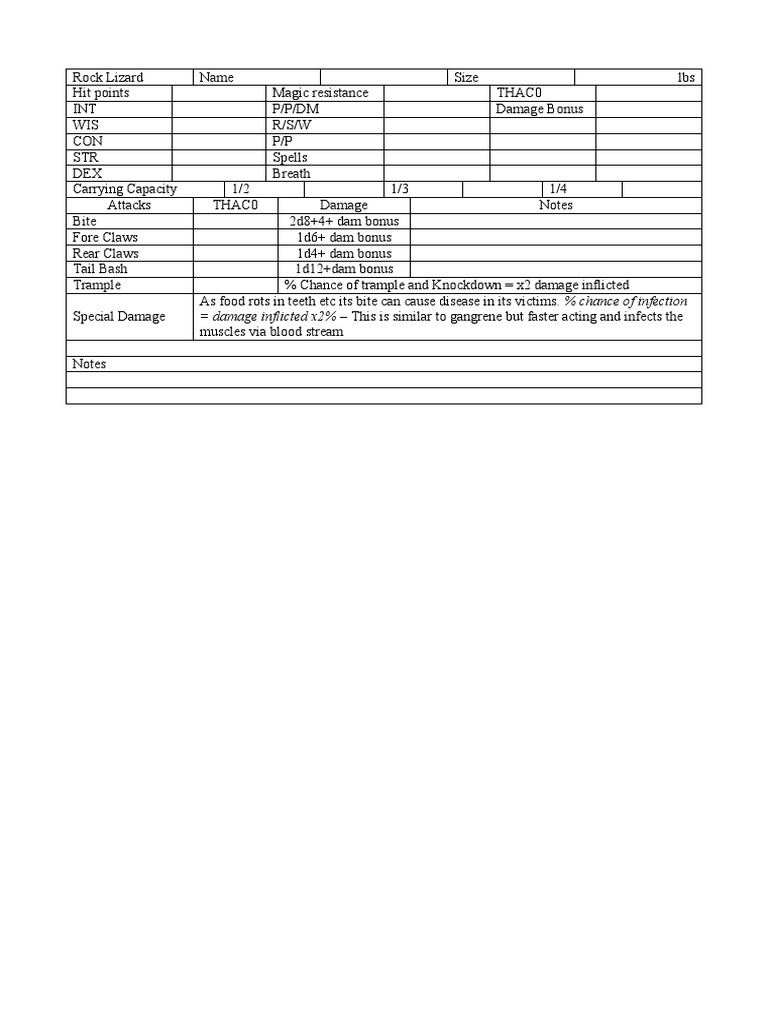 Rock Lizard Sheet | PDF