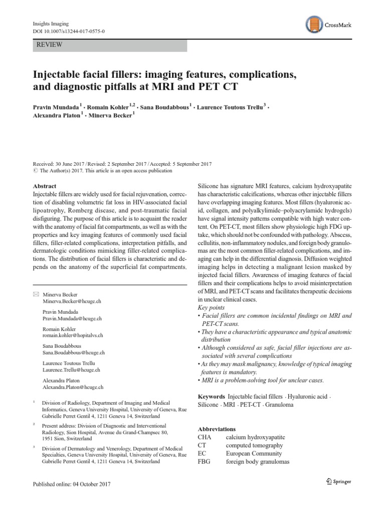 Injectable Facial Fillers: Imaging Features, Complications, and ...