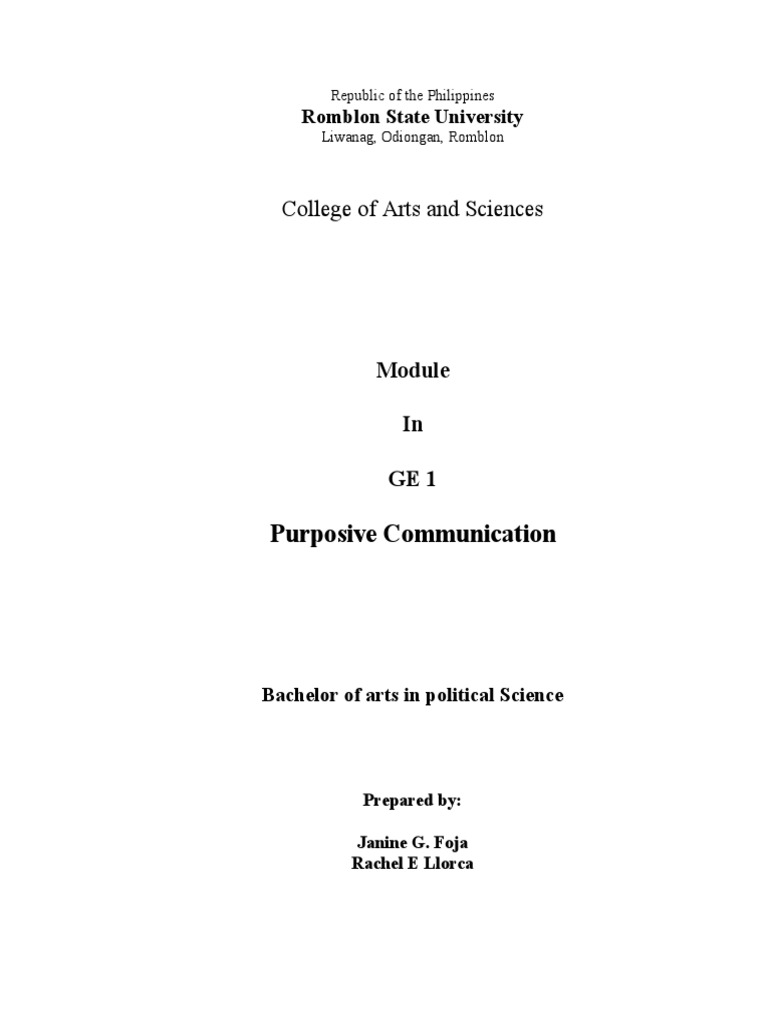 Purposive Communication Module Overview | PDF | Nonverbal Communication ...