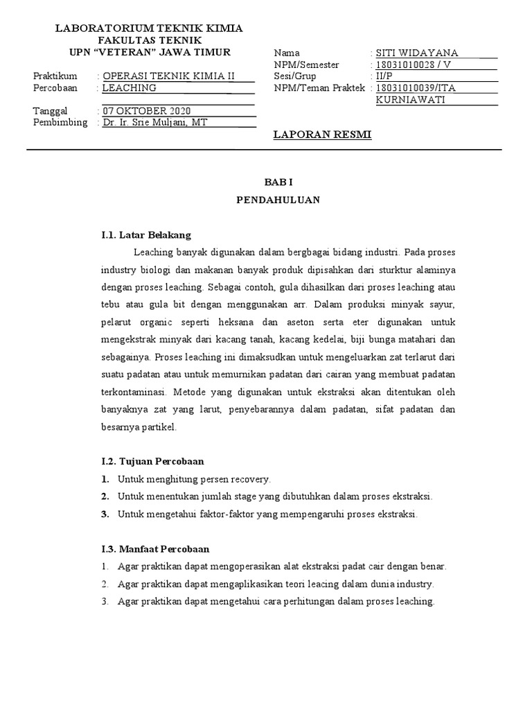 Leaching - Par A - Grup P - Revisi 1 | PDF