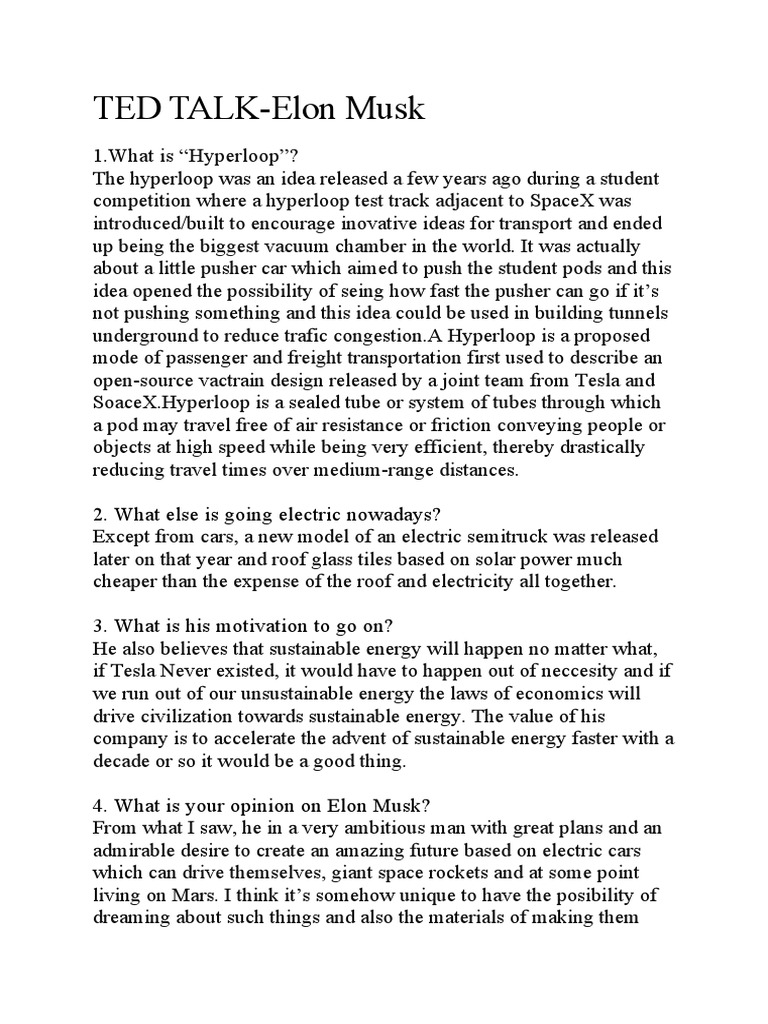 TED TALK Elon Musk | PDF