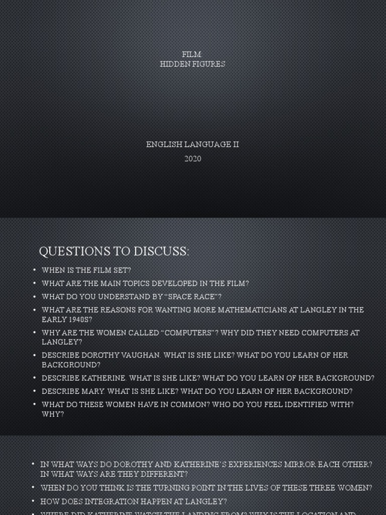 Film: Hidden Figures: English Language Ii 2020 | PDF