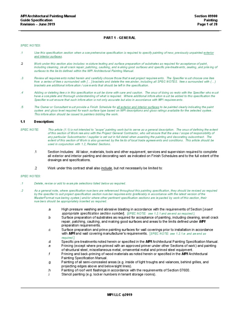 MPI Painting Manual | PDF | Paint | Specification (Technical Standard)