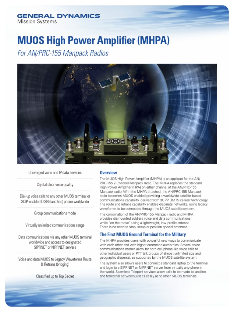 MUOS High Power Amplifier (MHPA) : For AN/PRC-155 Manpack Radios | PDF ...