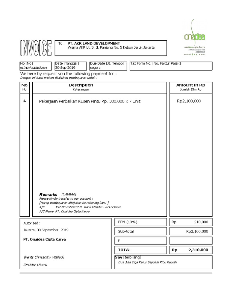 Invoice - Perbaikan Pintu | PDF