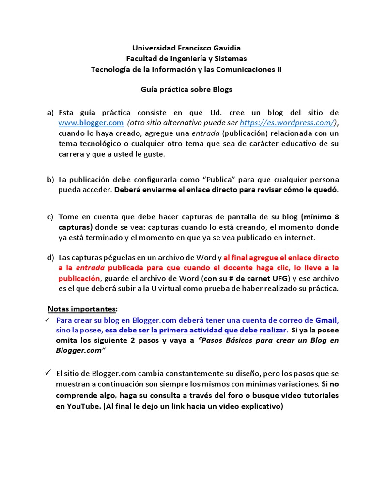 Guia 2 TIC2 Unidad 4 | PDF | Blog | Servicios en línea