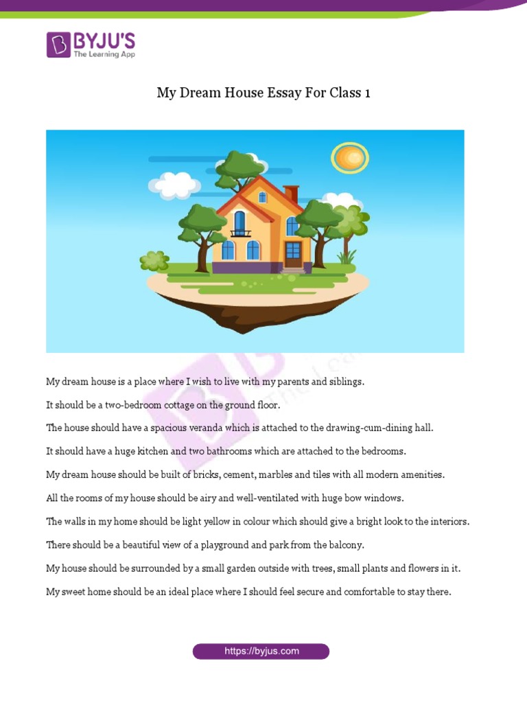My Dream House Essay For Class 1 | PDF