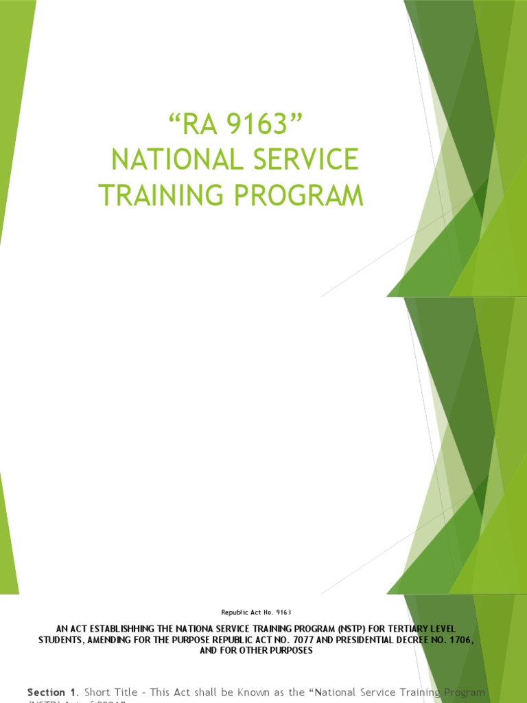 "RA 9163" National Service Training Program | PDF | Justice | Crime ...