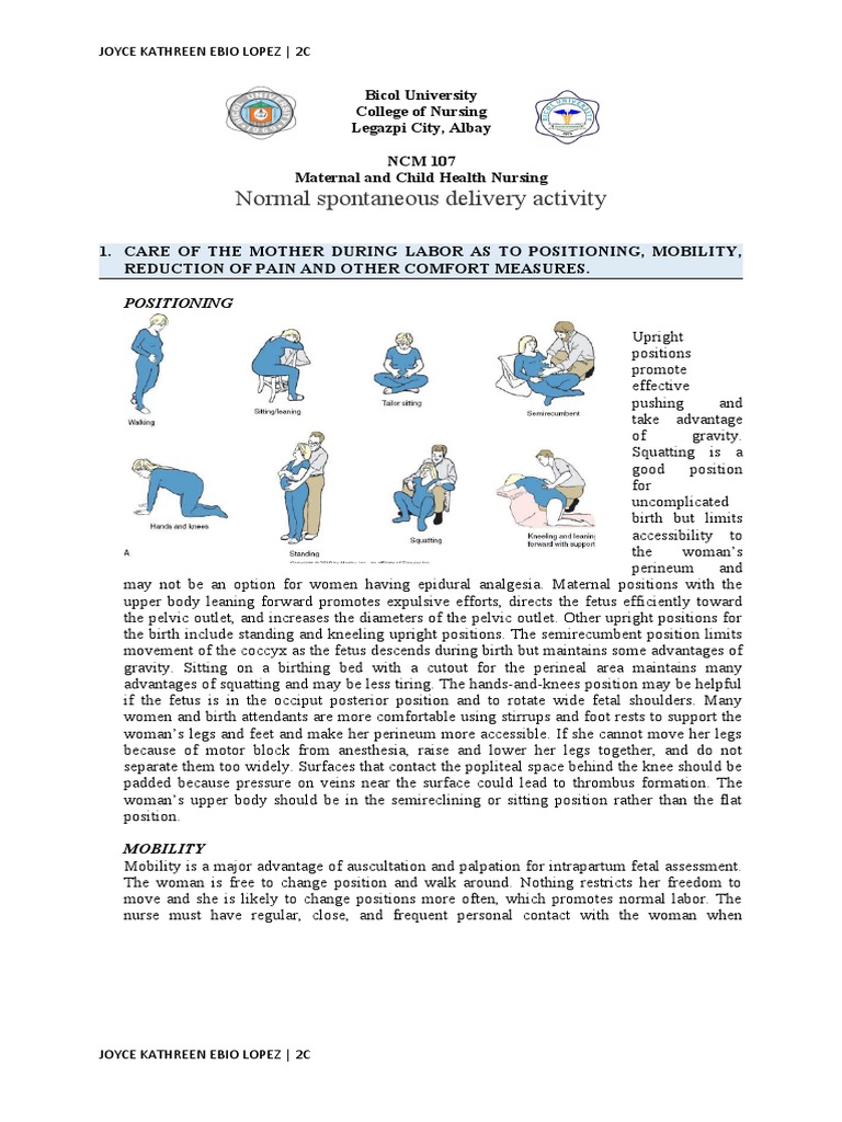 Normal Spontaneous Delivery Activity | PDF | Placenta | Childbirth