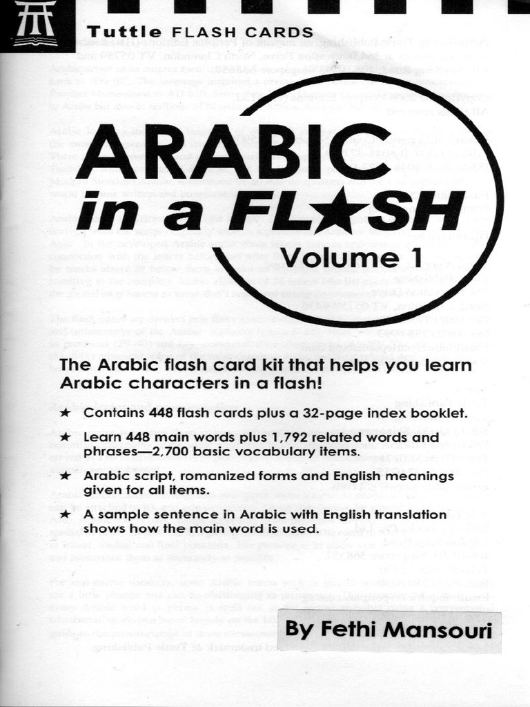 Arabic in A Flash Volume 1 (Tuttle Flash Cards) by Fethi Mansouri PDF | PDF