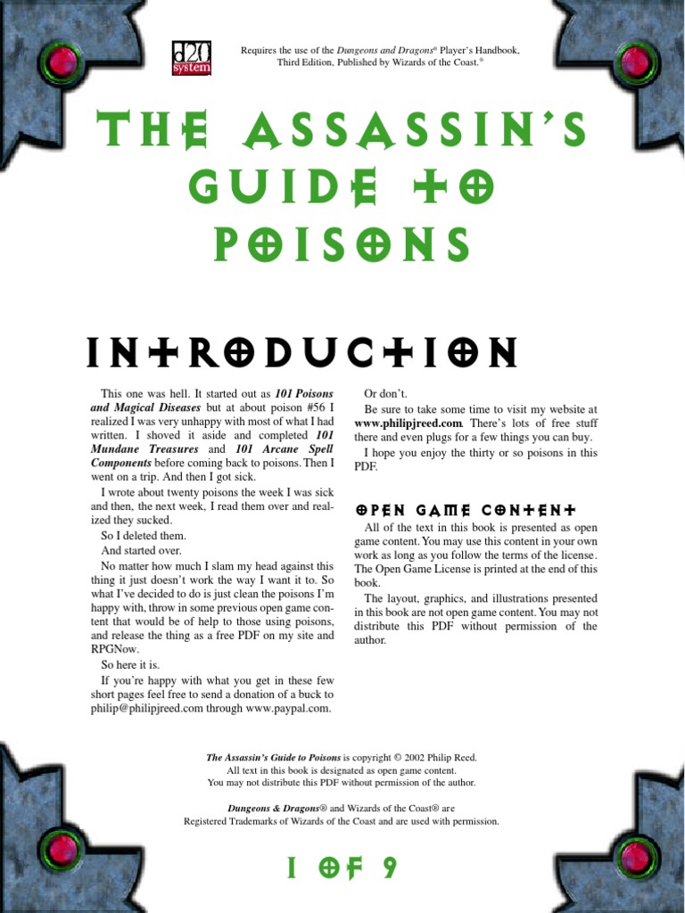 The Assassin's Guide To Poison PDF | PDF | D20 System | Nature