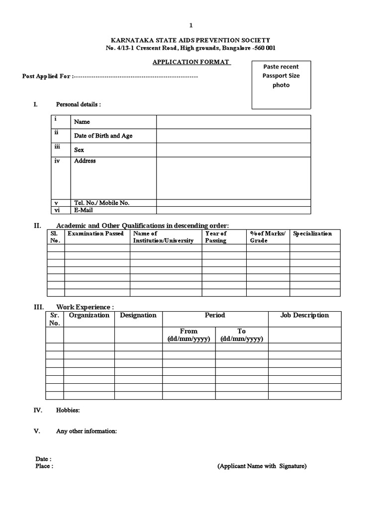 Blank Table Biodata Format | PDF