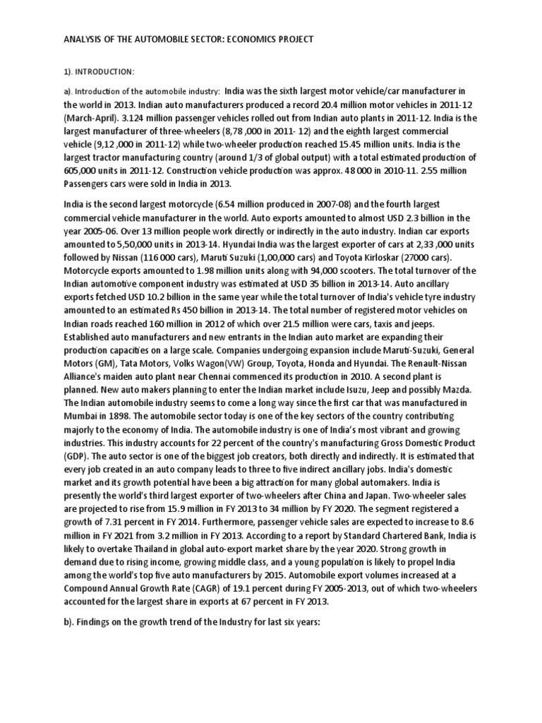 1) - Introduction: A) - Introduction of The Automobile Industry | PDF ...