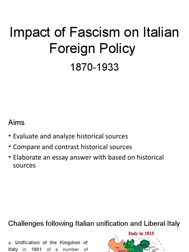 Impact of Fascism On Italian Foreign Policy (1870-1933) | PDF | Fascism ...