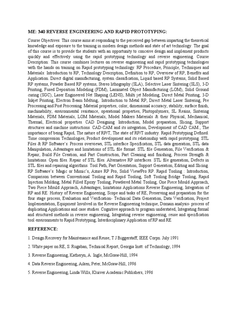 Reverse Engineering Syllabus | PDF | Industrial Processes | Business ...