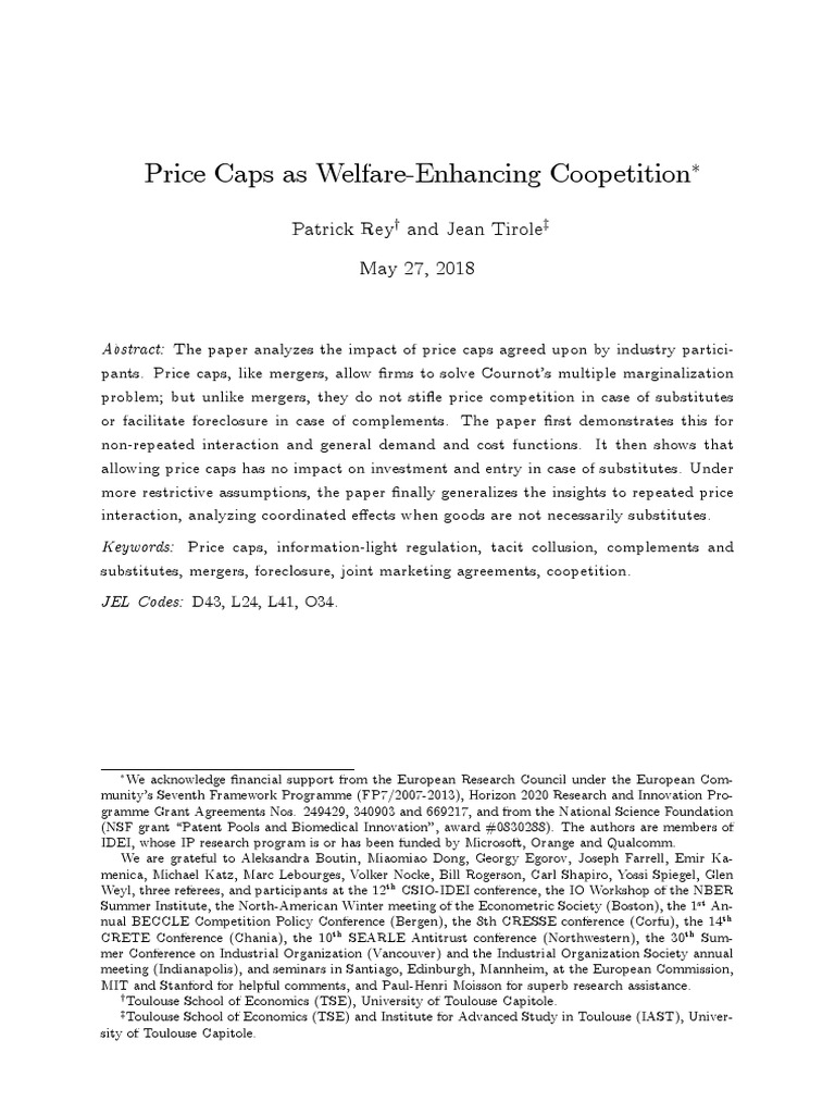 Price Caps | PDF | Competition Law | Economic Equilibrium
