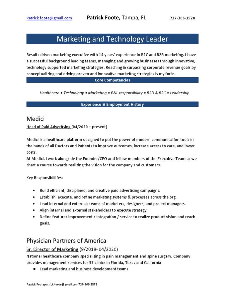 Patrick FOOTE 07-2020 | PDF | Customer Relationship Management | Search ...