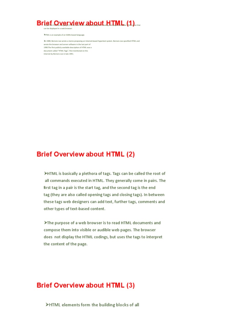 Brief Overview About HTML | PDF