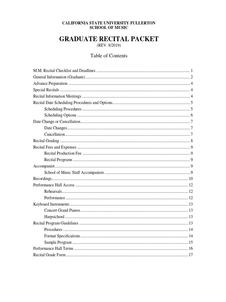 Recitals Packet Graduate | PDF | Piano | Harpsichord