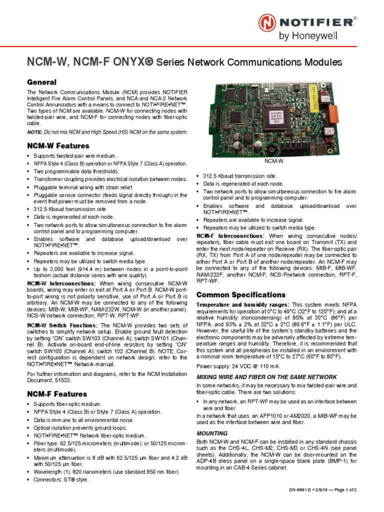 NCM-W, NCM-F Onyx®: Series Network Communications Modules | PDF ...