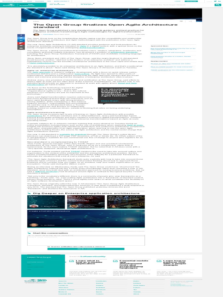 The Open Group Finalizes Open Agile Architecture Standard PDF | PDF | Agile Software Development ...