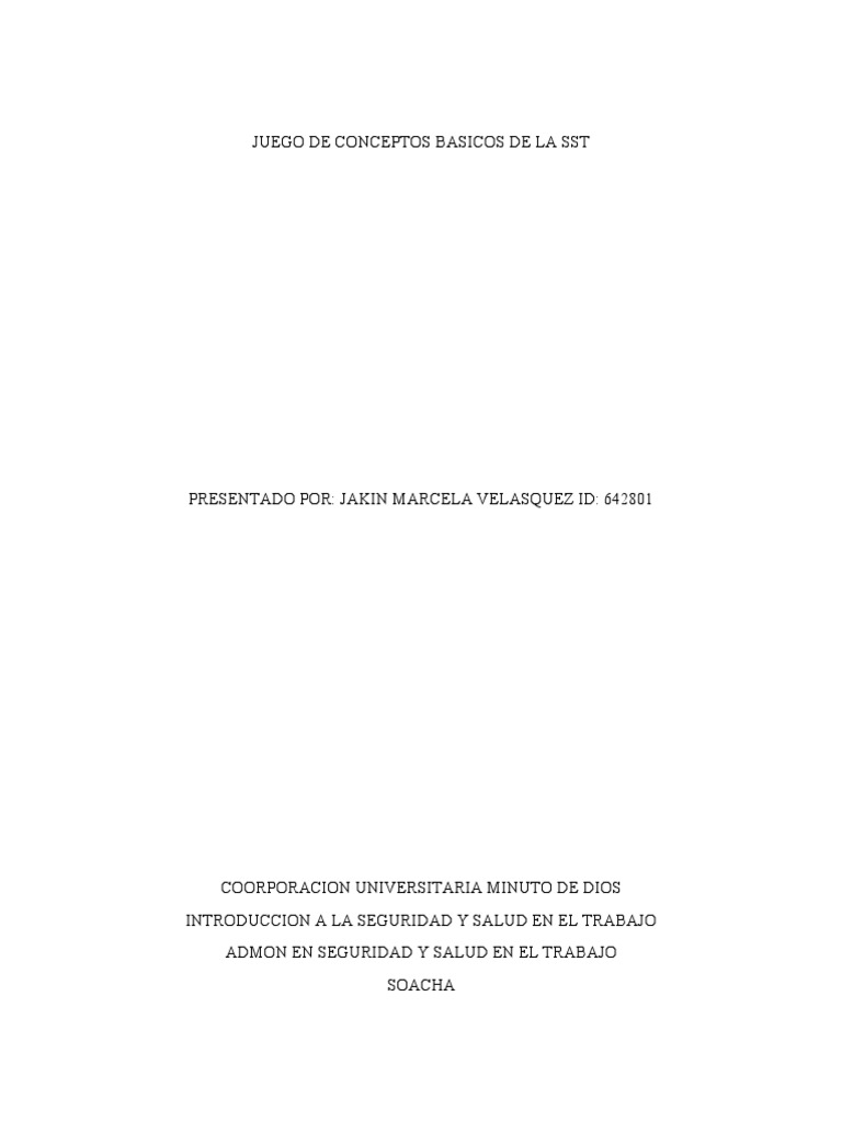 Juego de Conceptos Basicos de La SST | PDF