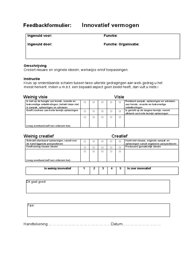 Feedbackformulier | PDF