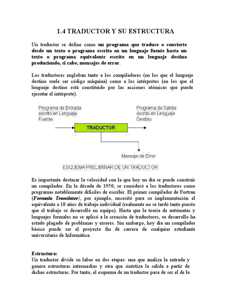 1.4. Traductor y Su Estructura, 1.5 Fases de Un Compilador | PDF ...