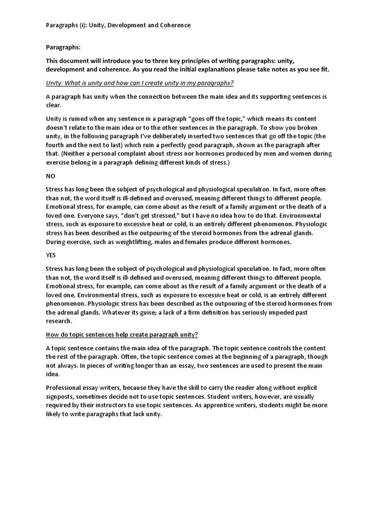 Paragraphs (I) Unity, Development and Coherence | PDF | Puppetry ...