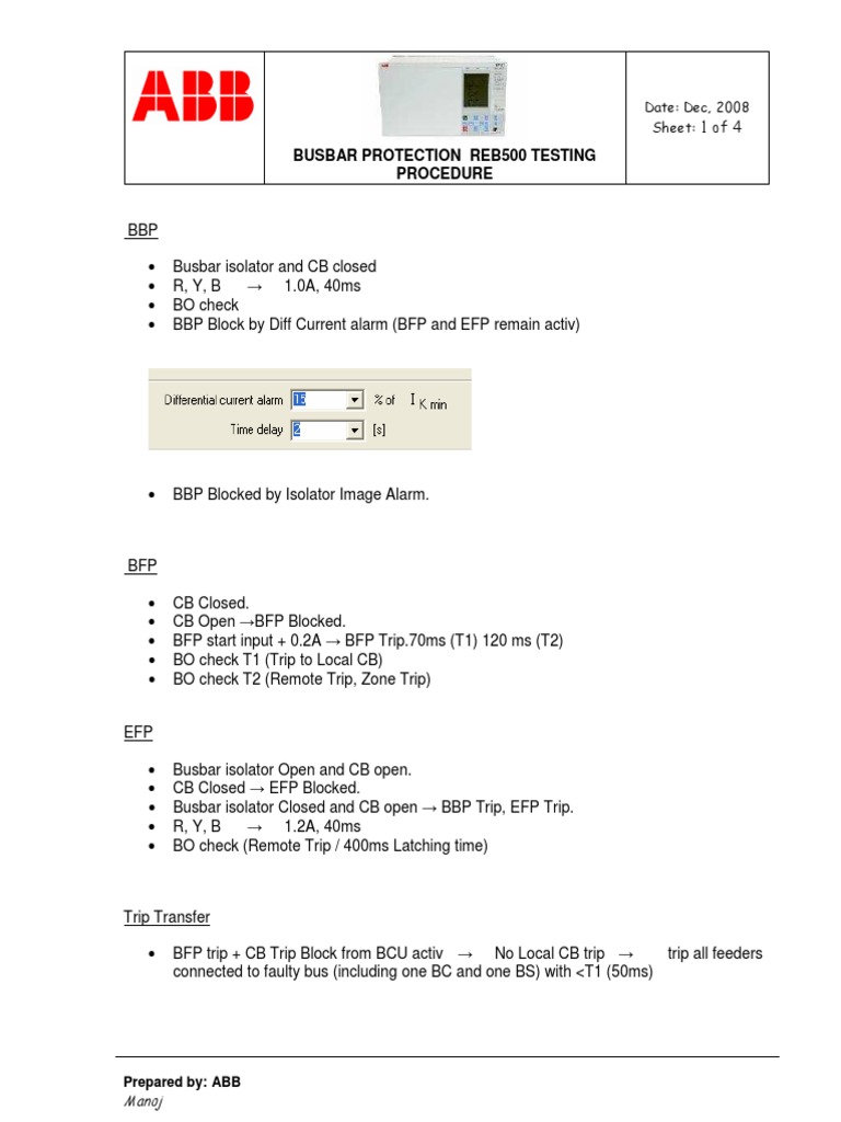 REB500 Busbar Protectiontesting Guide | Download Free PDF | Power ...