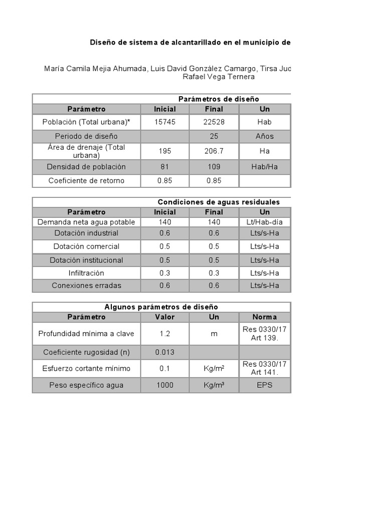 Proyecto Dis. Alcantarillado | PDF | Saneamiento | Tratamiento de aguas