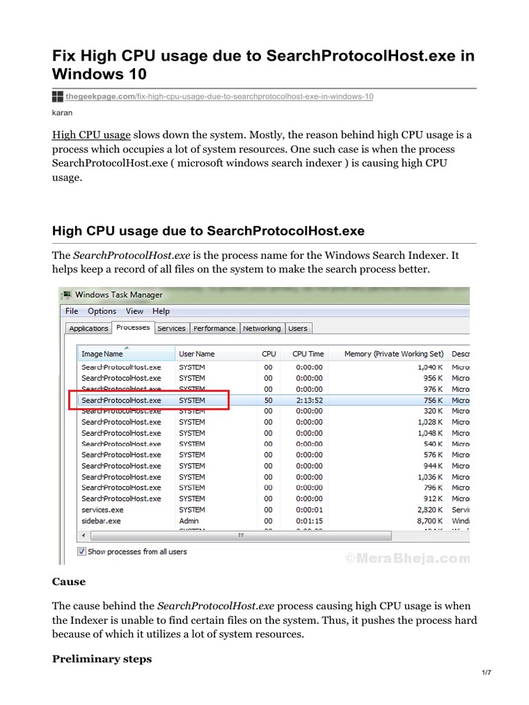 Fix High CPU Usage Due To SearchProtocolHostexe in Windows 10 | PDF ...