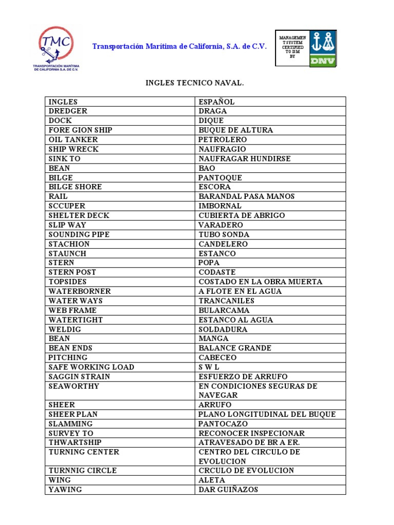 Ingles Nautico | PDF | Buques | Física Aplicada e Interdisciplinaria