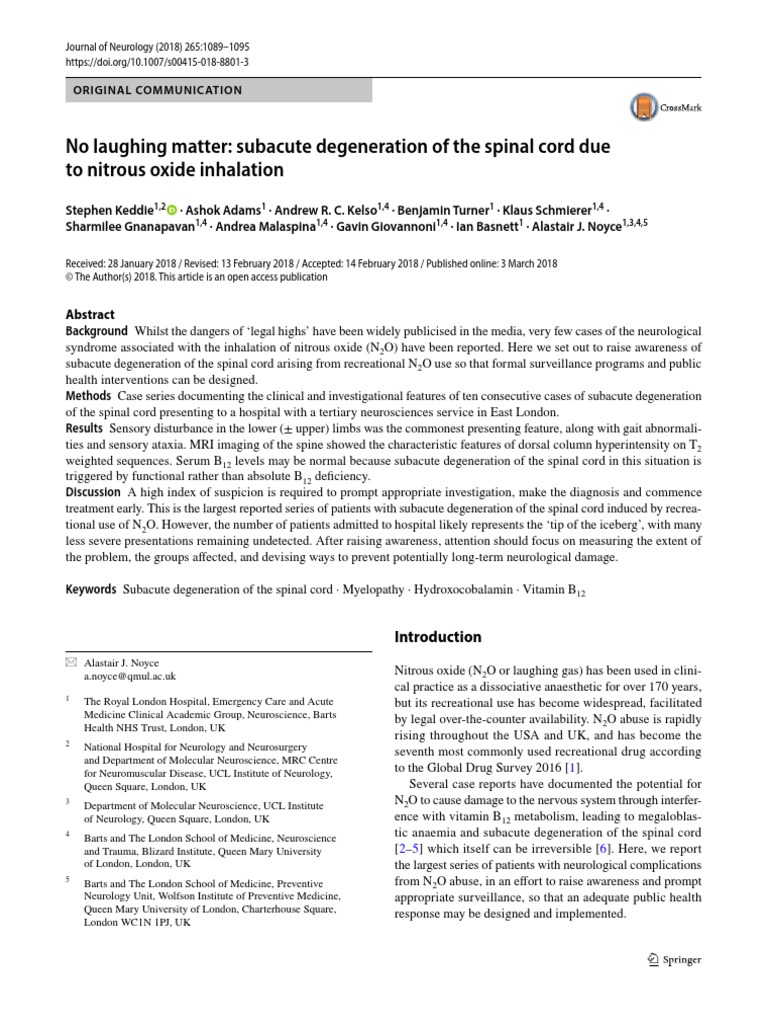 No Laughing Matter: Subacute Degeneration of The Spinal Cord Due To ...