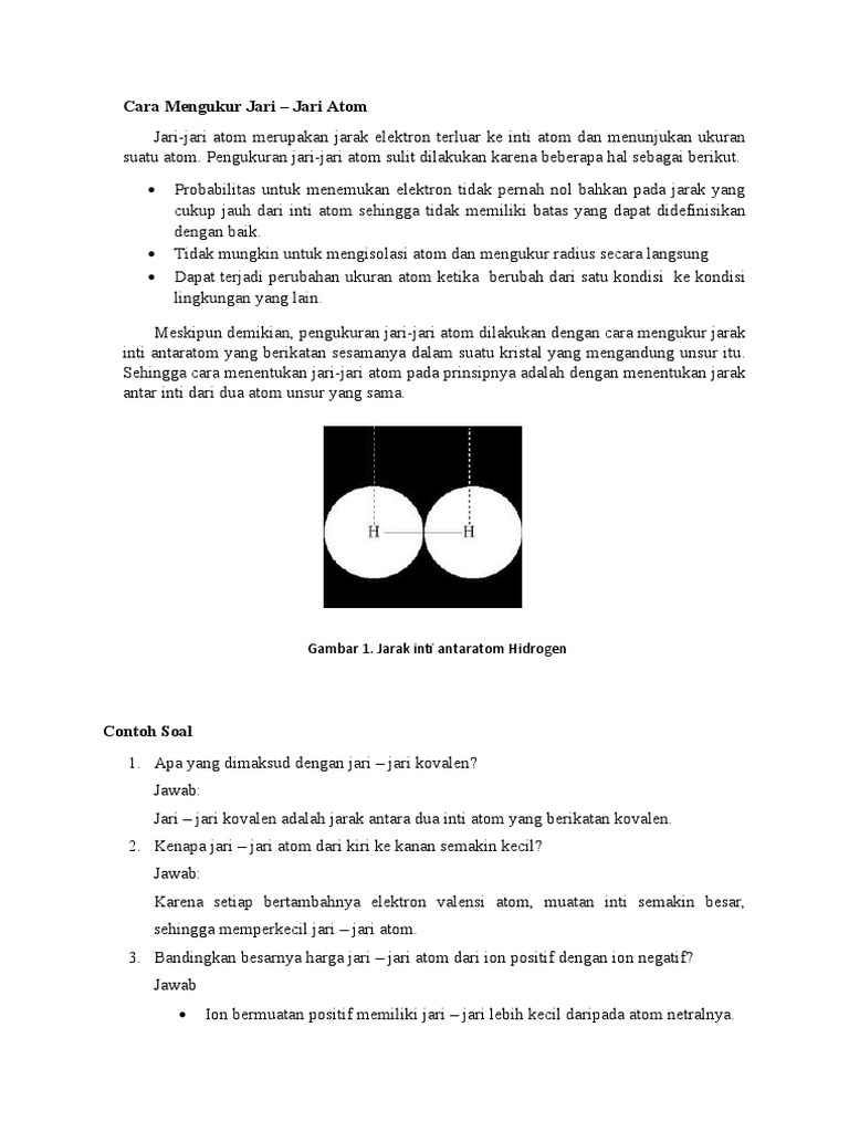 Mengukur Jari-Jari Atom dan Contohnya | PDF