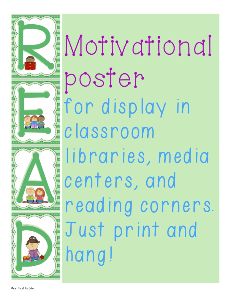 Motivational Poster: For Display in Classroom Libraries, Media Centers ...