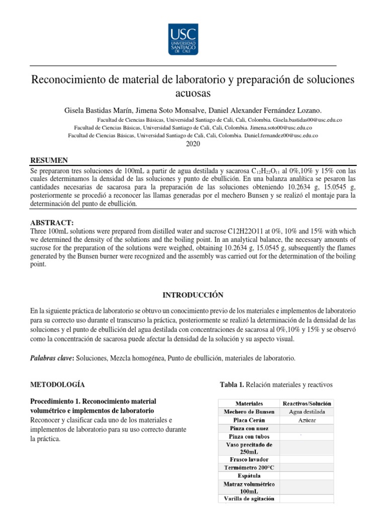 Practica 1. Reconocimiento de Material | PDF | Concentración | Balanza