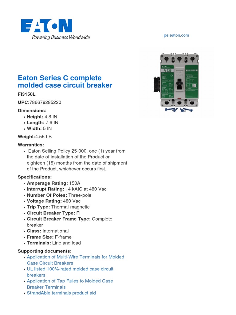Eaton Series C Complete Molded Case Circuit Breaker | PDF