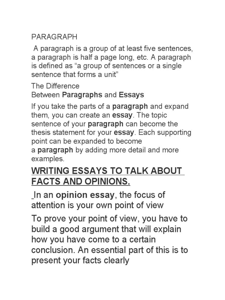 Writing Essays To Talk About Facts and Opinions. in An Opinion Essay ...