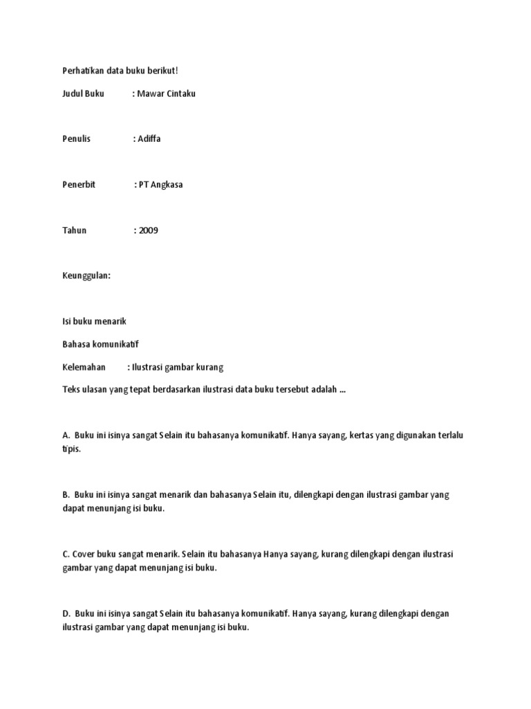 Soal Teks Ulasan | PDF | Seni & Disiplin Bahasa | Kajian Bahasa Asing